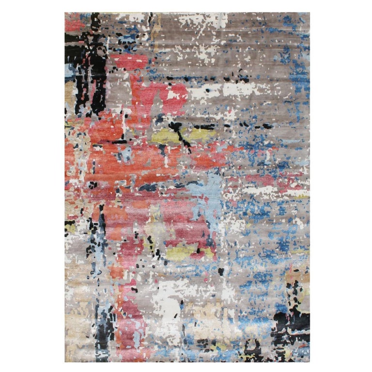 Nice Modern and Abstract Design Silk Rug For Sale at 1stDibs