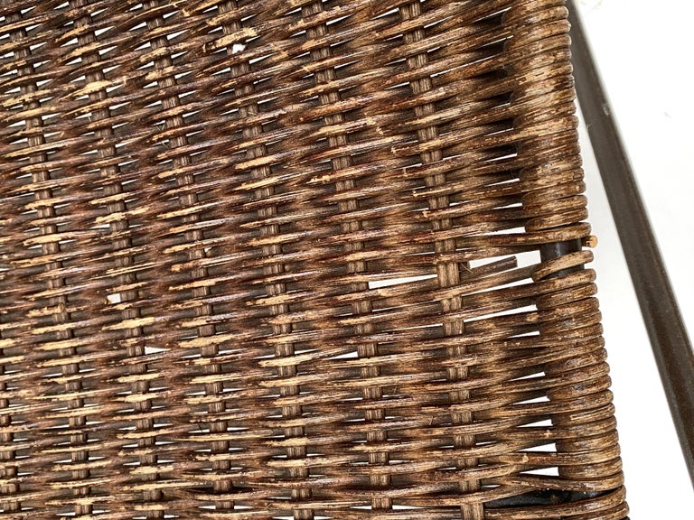 Nice Original Vintage French 1950 Wicker Lounge Chair with Serpentine ...
