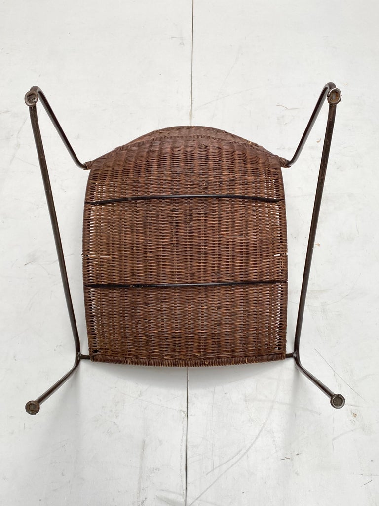 Nice Original Vintage French 1950 Wicker Lounge Chair with Serpentine ...