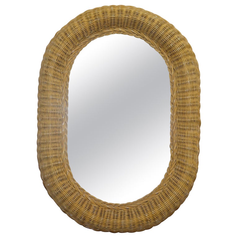 Nice Ornate Wicker Oval Wall Mounted Mirror Ornately Handwoven at ...