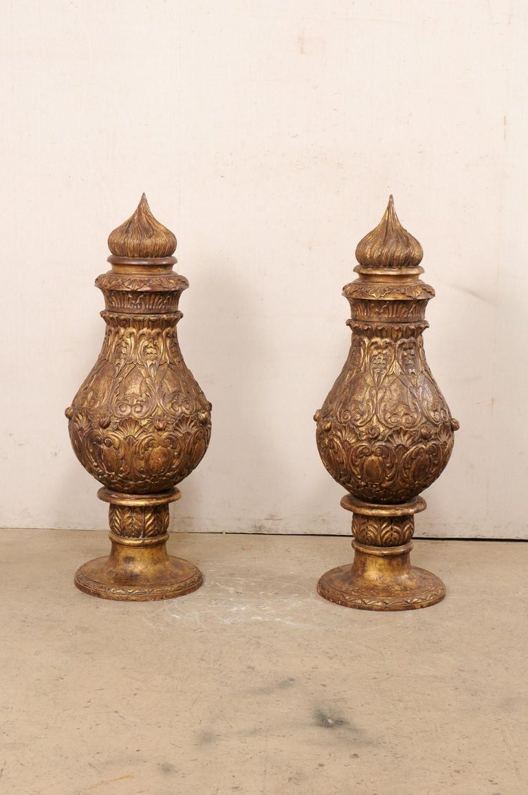 Nice Pair of French Pots à Feu Finials, 5+ Ft Tall For Sale at 1stDibs