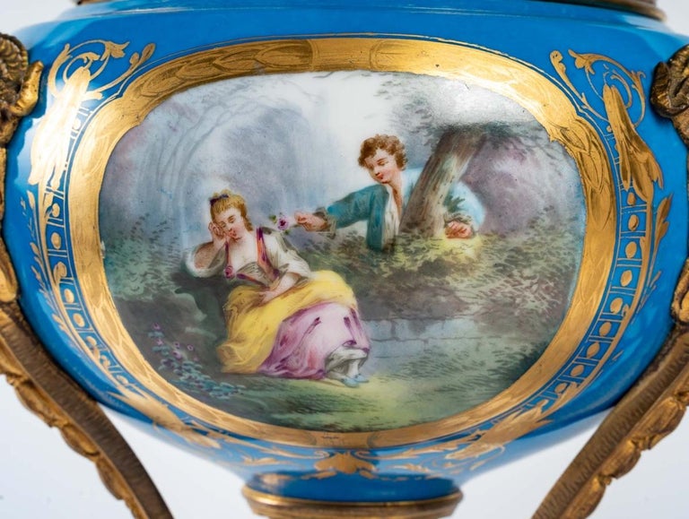 Nice Pair of Light Blue Sèvres Porcelain Vases Signed, 19th Century For ...