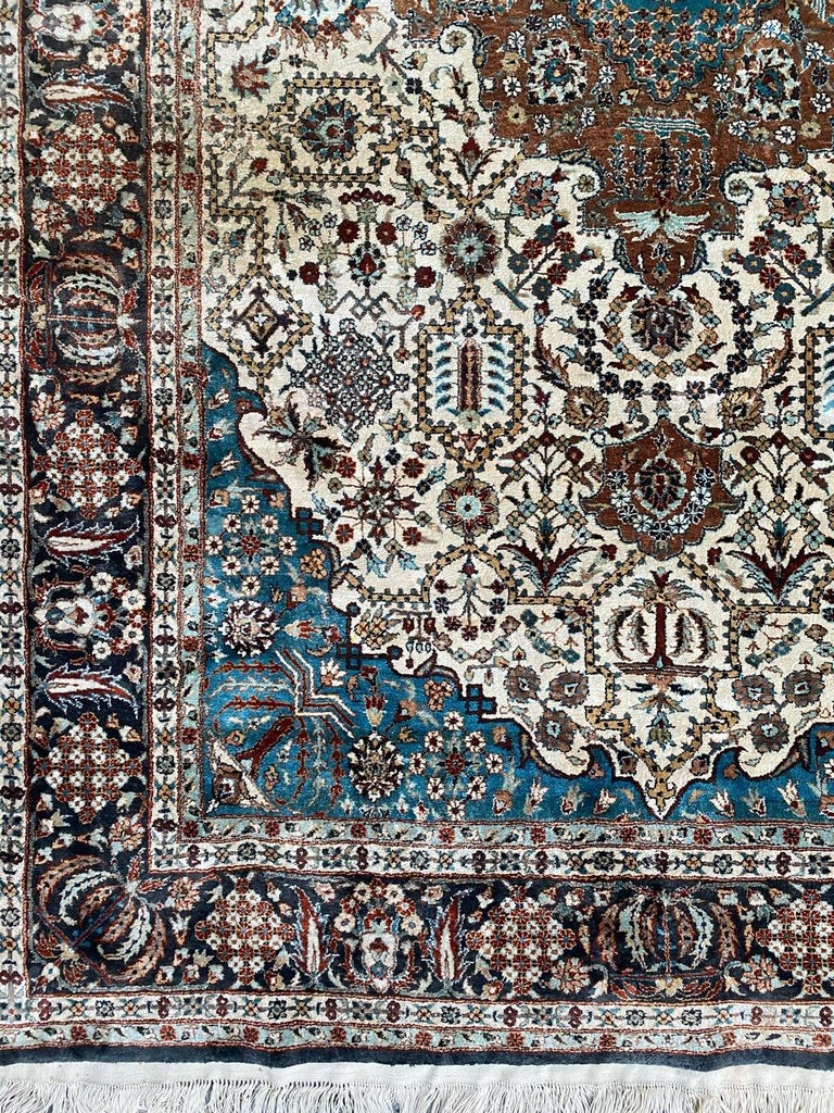 Nice Vintage Fine Silk Indian Rug For Sale at 1stDibs