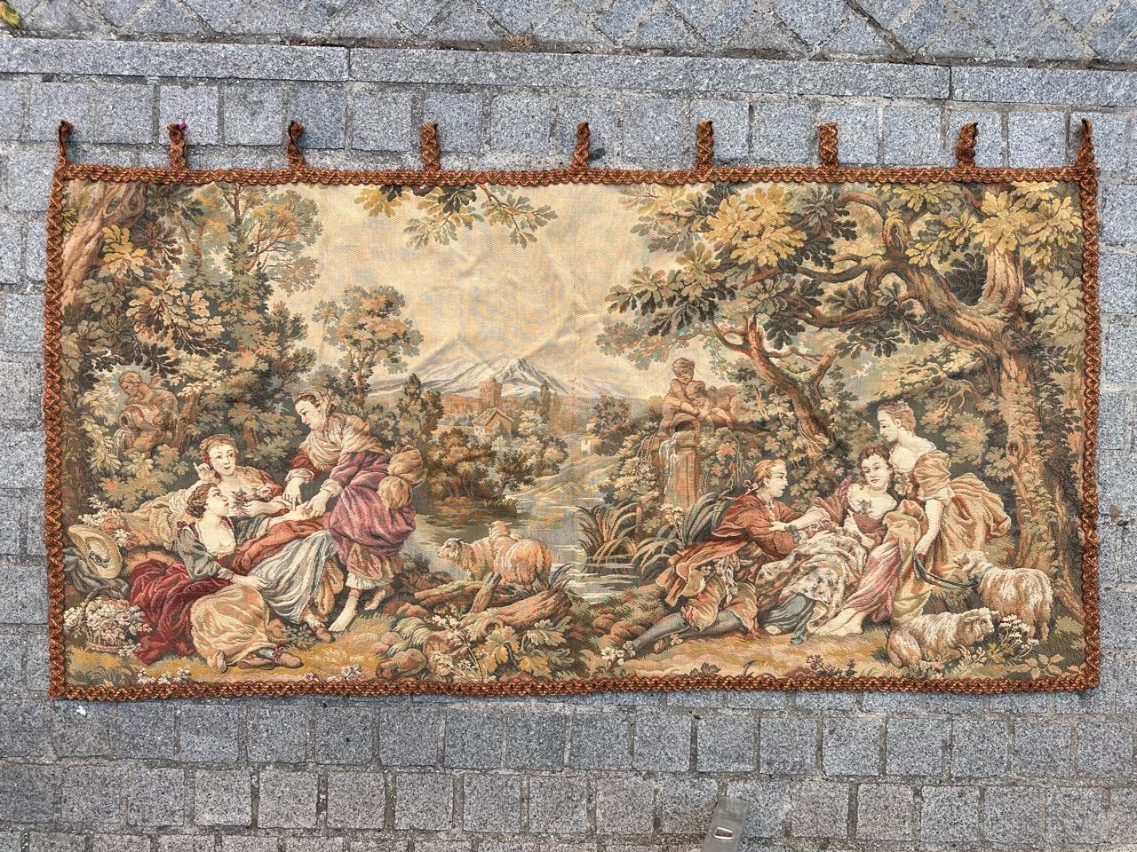 Bobyrug’s Nice vintage French Aubusson style Jaquar tapestry For Sale ...