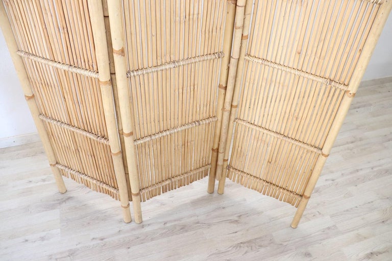 Nice Vintage Italian Three-Panel Bamboo Screen For Sale at 1stDibs