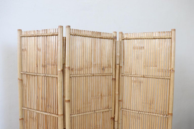Nice Vintage Italian Three-Panel Bamboo Screen For Sale at 1stDibs