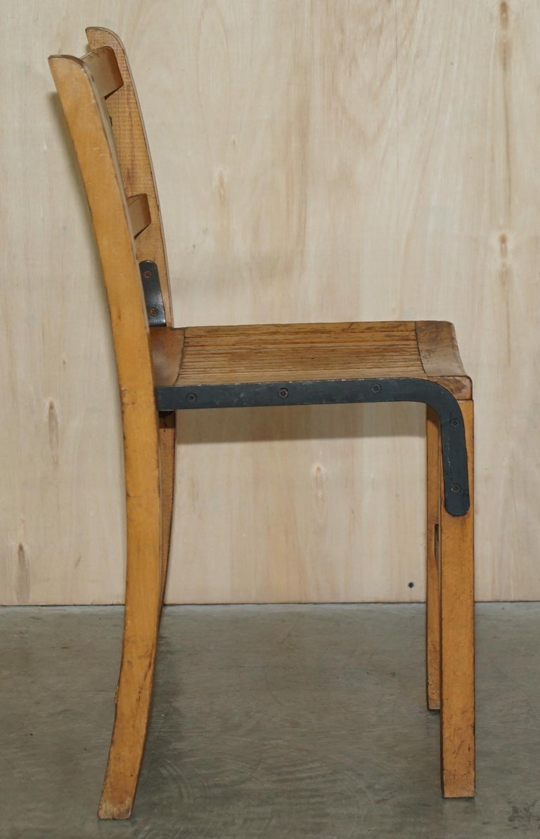 Nice Vintage Set of circa 1930's English Oak Stacking Chairs with ...