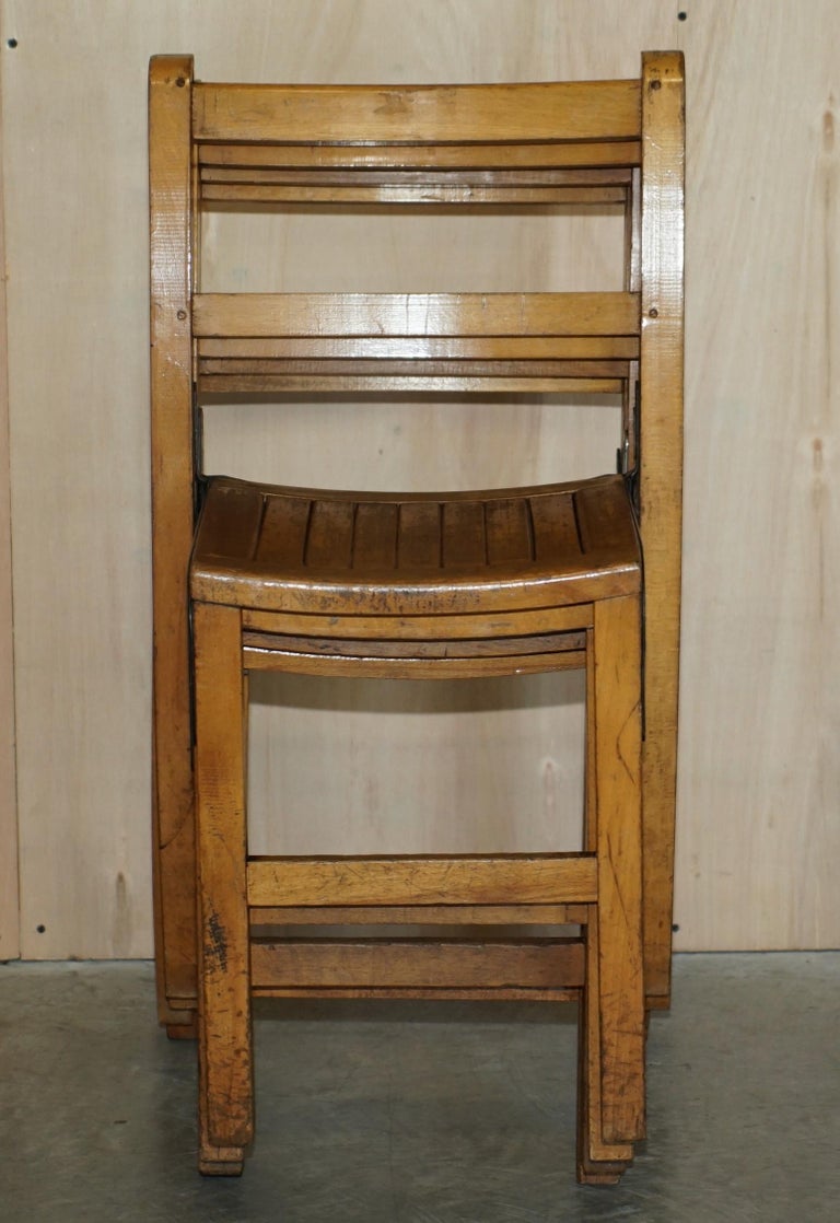 Nice Vintage Set of circa 1930's English Oak Stacking Chairs with ...