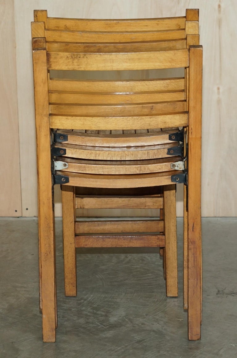 Nice Vintage Set of circa 1930's English Oak Stacking Chairs with ...