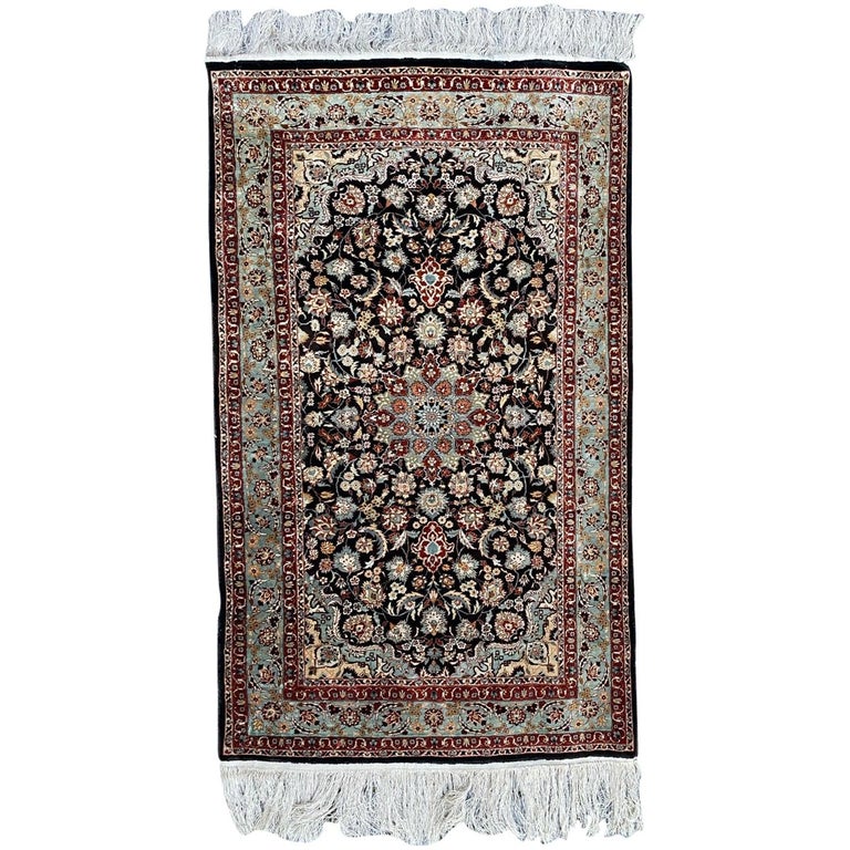 Nice Vintage Silk Indian Rug For Sale at 1stDibs