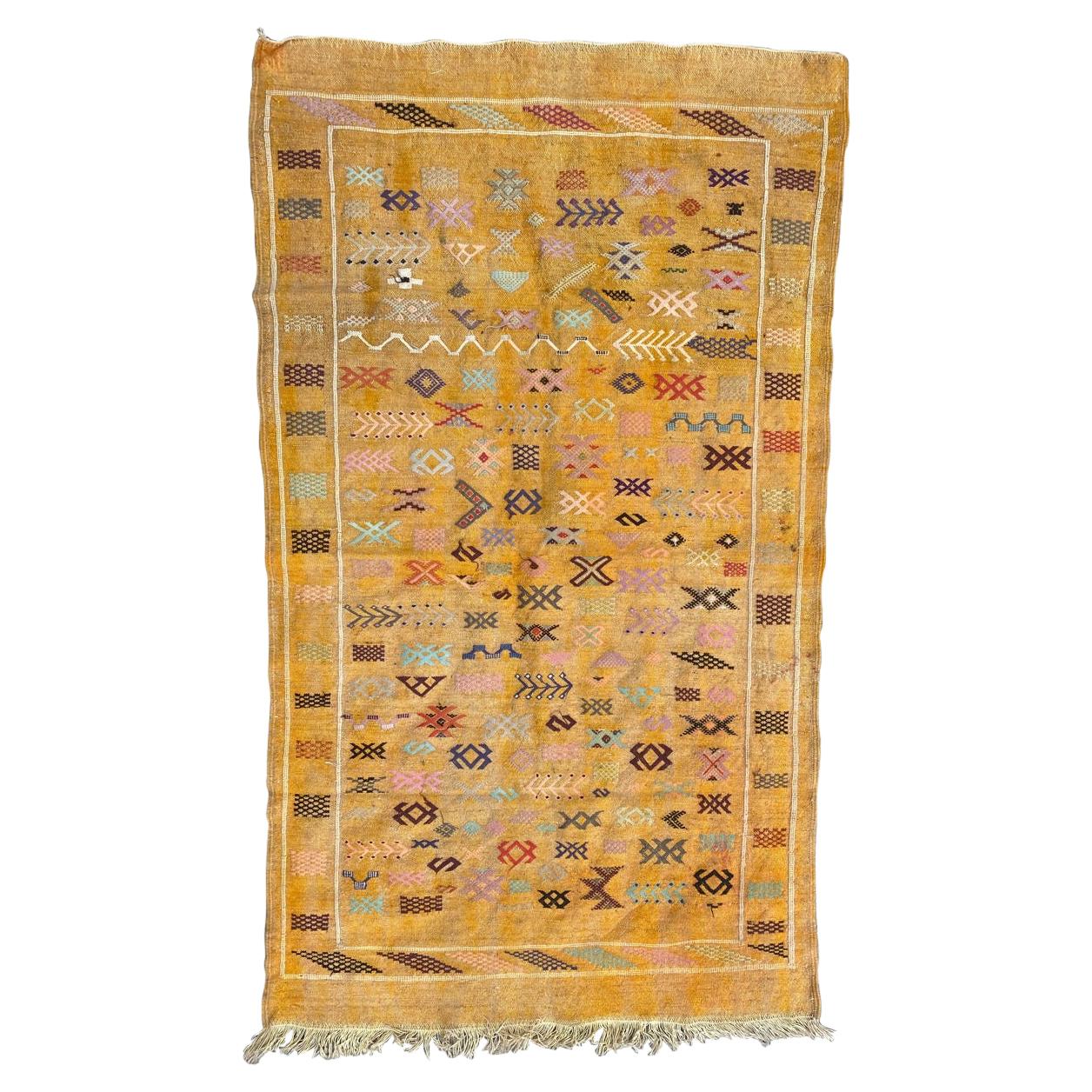 Vintage Moroccan Kilim Composition, Linear Design For Sale at 1stDibs