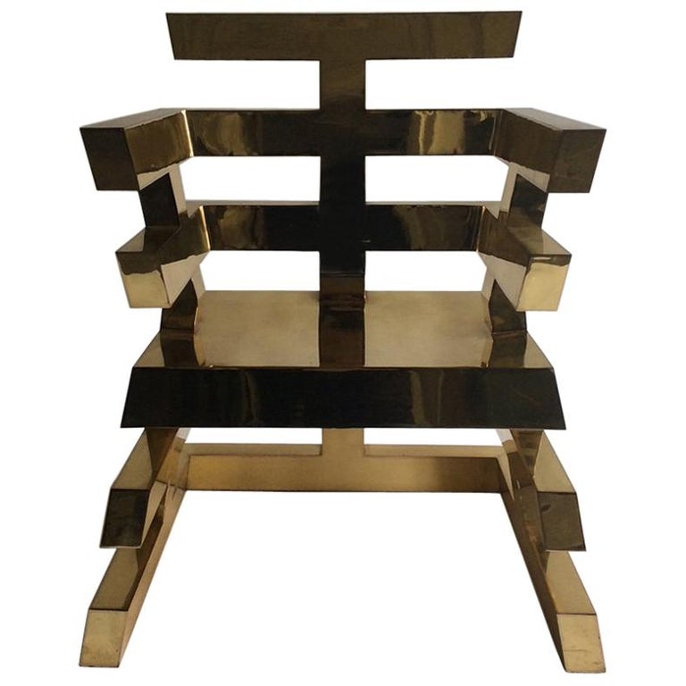 Nicholas Alvis Vega’s iconic brass Aztec chair 1986 For Sale at 1stDibs