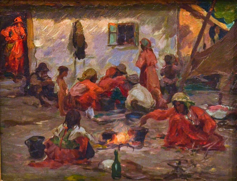 Nicholas Haritonoff - "Campfire Gypsy Plein Air" Oil on Panel 7 x 8 3/4 ...