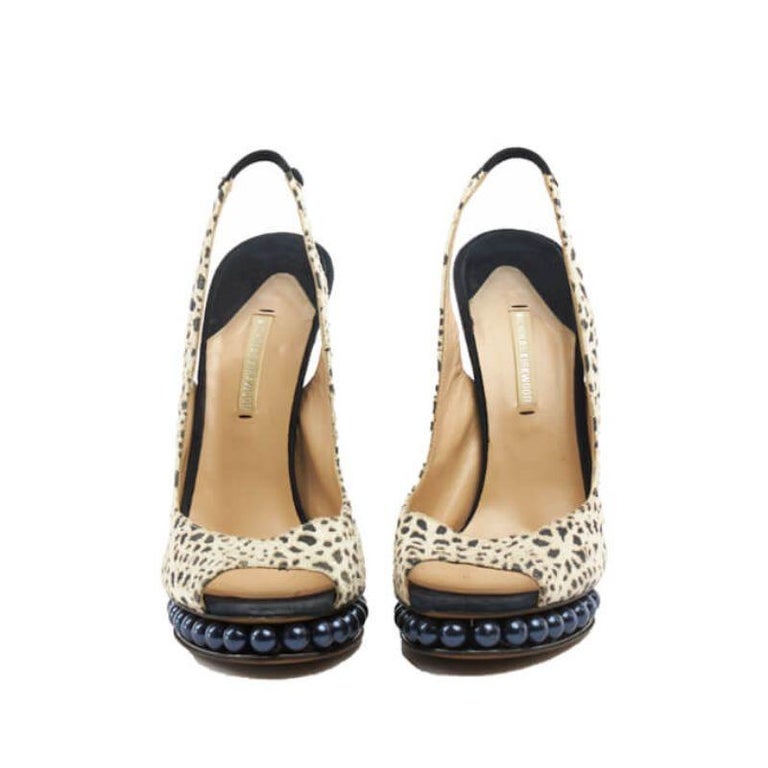 Nicholas Kirkwood Black and White Pearl Suede and Lace Platform ...