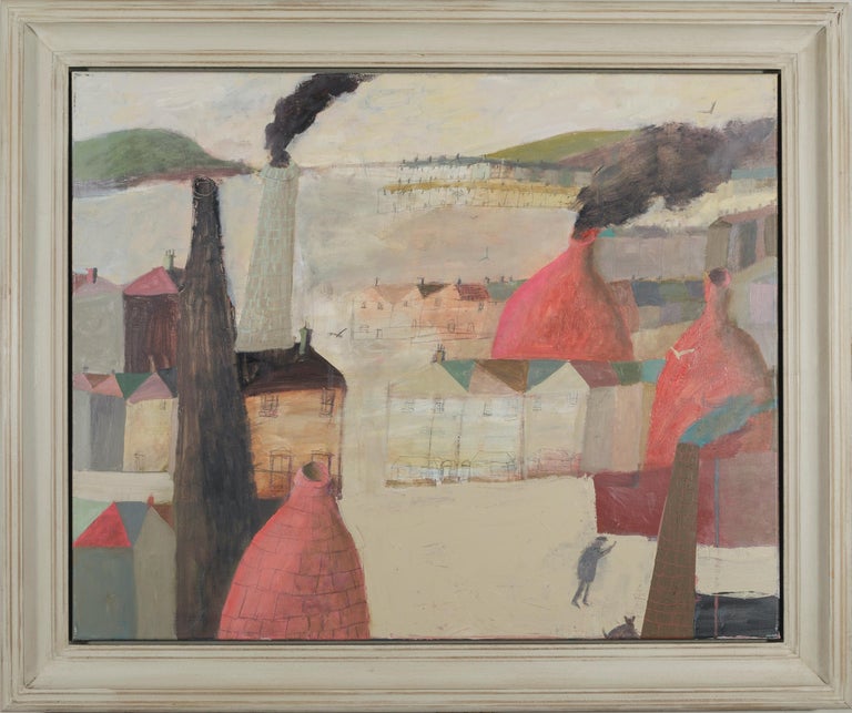 Nicholas Turner - Red Chimneys - coastal landscape painting with red ...