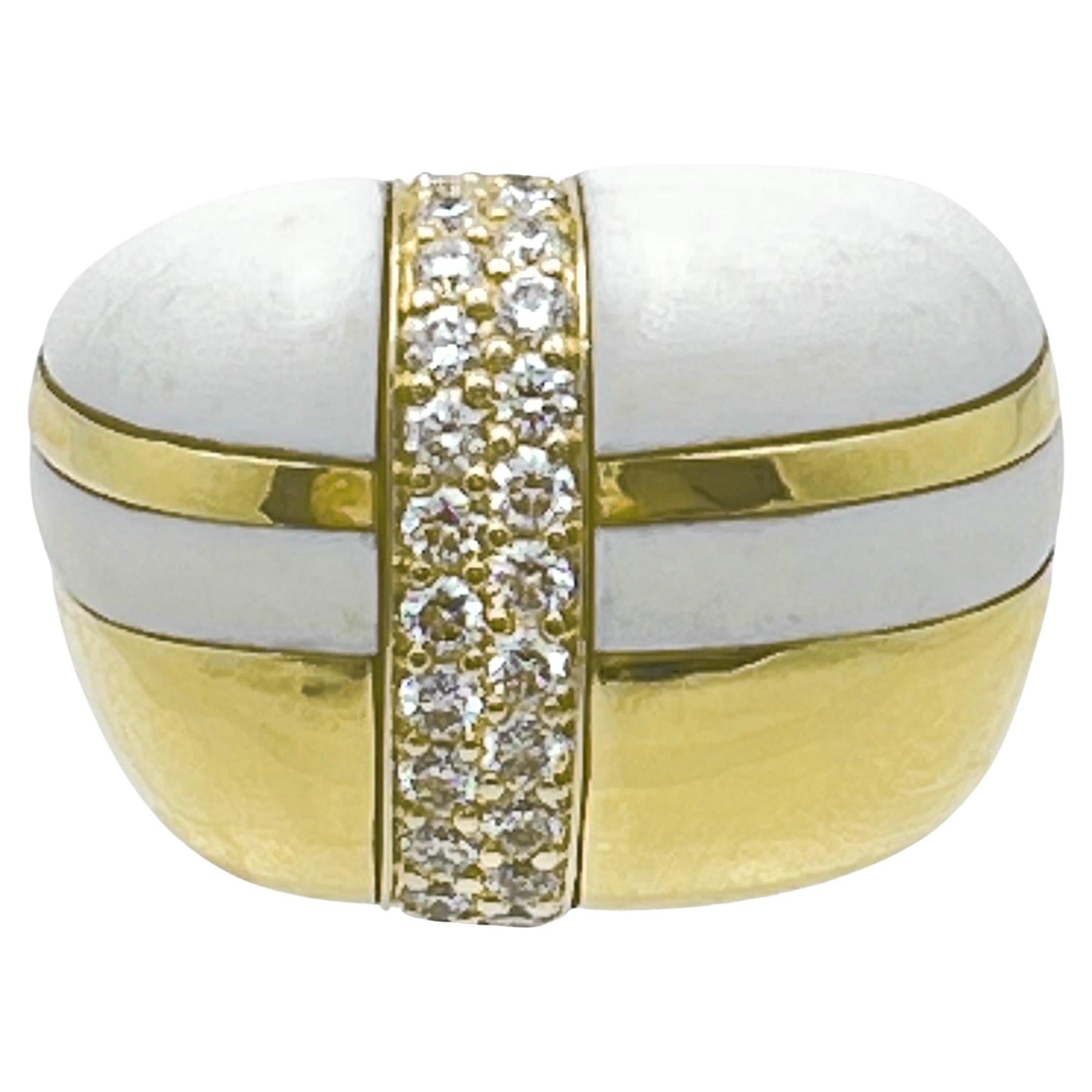 Nicholas Varney 18k Yellow Gold Cocholong Diamond Plaid Ring For Sale ...