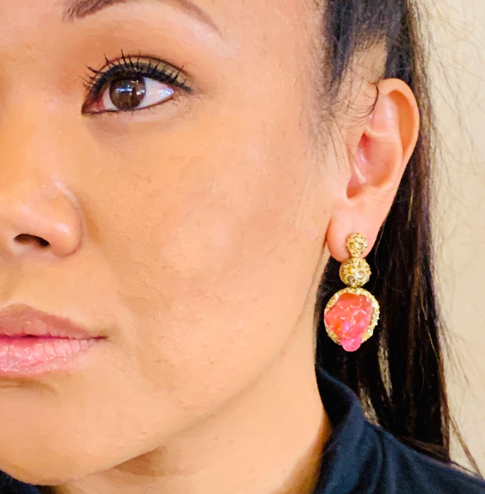 Nicholas Varney Pink Tourmaline and Diamond Earrings at 1stDibs