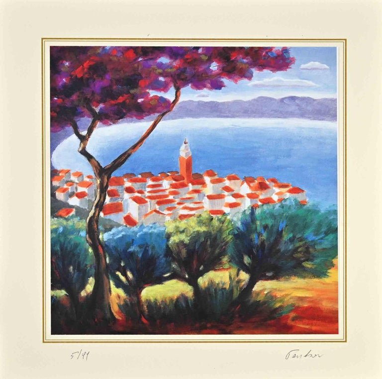 The Village on the Lake-Lithograph attr. to Nicholas Verrall-Late 20th ...