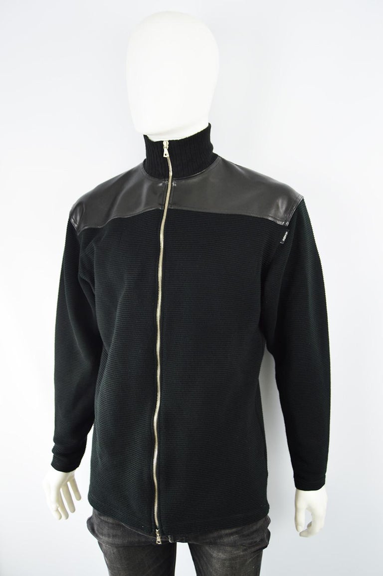 Nick Coleman Shield Vintage Men's Black Vinyl and Ribbed Zip Up High ...