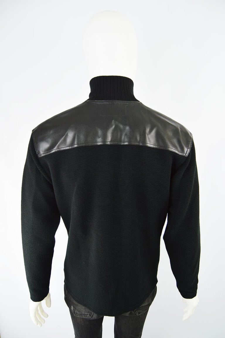 Nick Coleman Shield Vintage Men's Black Vinyl and Ribbed Zip Up High ...