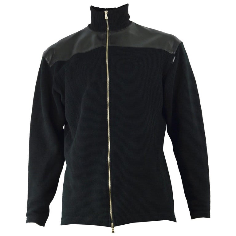 Nick Coleman Shield Vintage Men's Black Vinyl and Ribbed Zip Up High ...