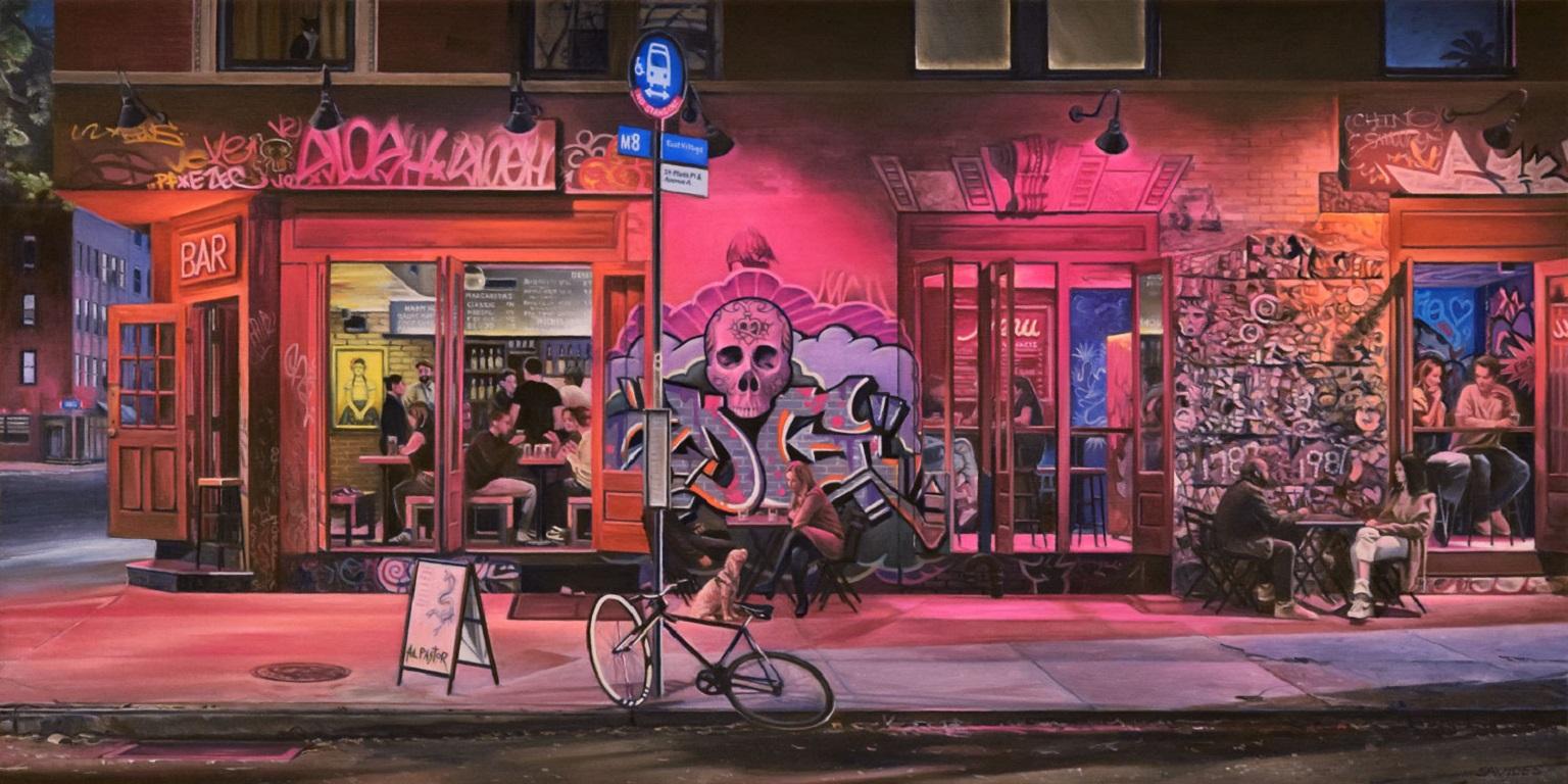 Nick Savides - East Village Nocturne, Oil Painting For Sale at 1stDibs