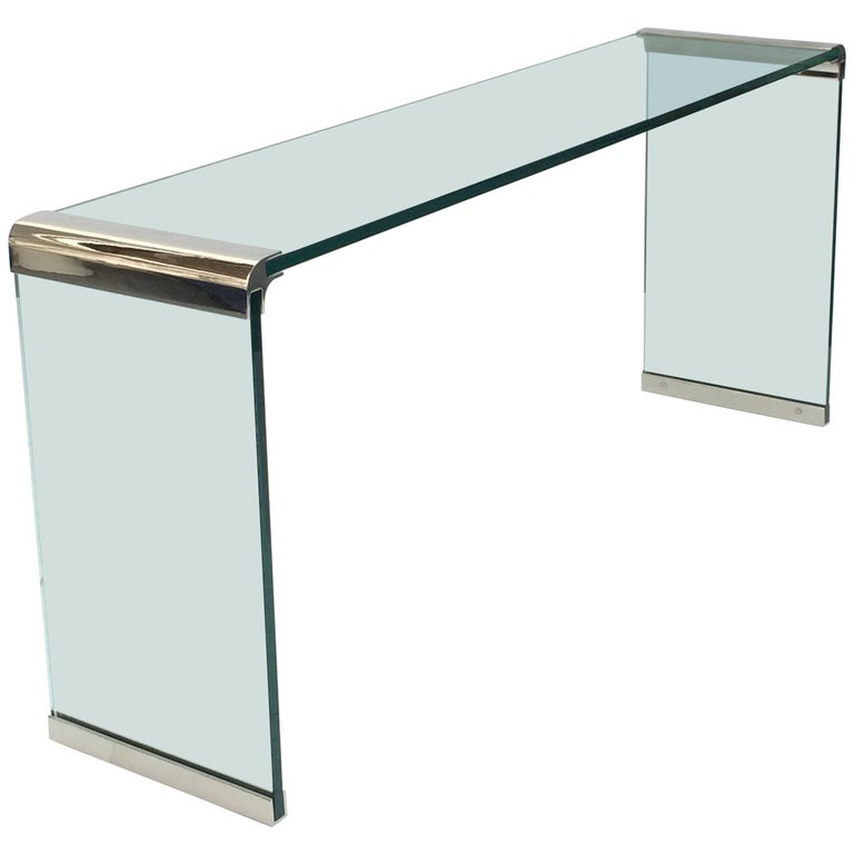 Nickel and Glass Console Table by Leon Rosen for Pace Collection at ...