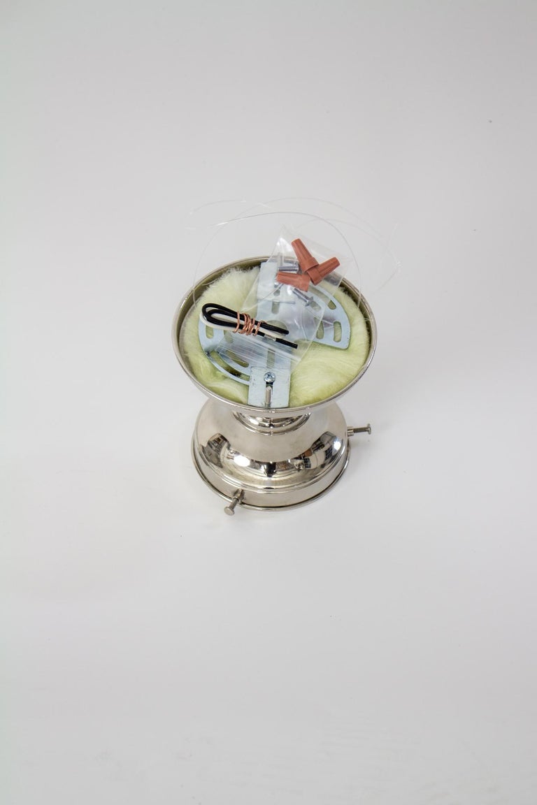 Nickel Art Deco UFO Flush Mount Fixture For Sale at 1stDibs