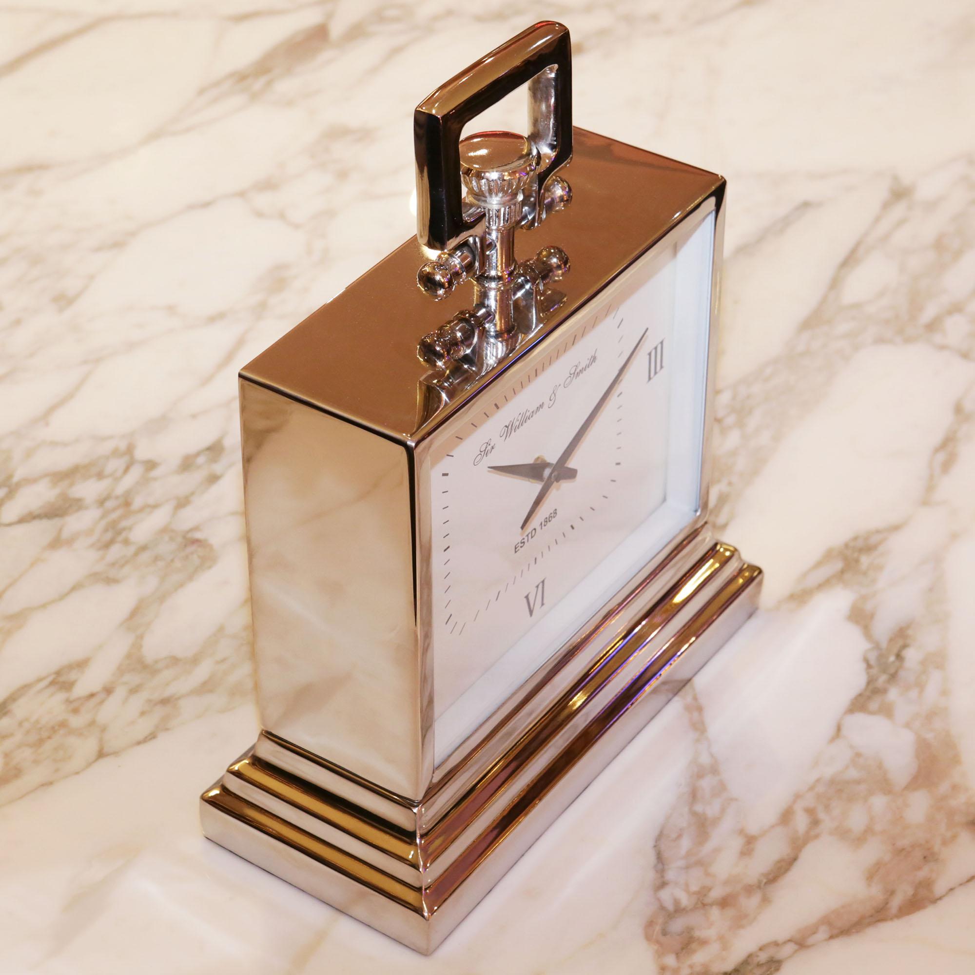 Nickel Desk Clock For Sale at 1stDibs
