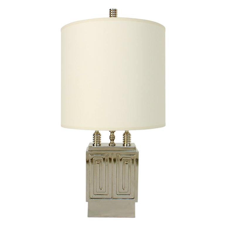Nickel Plated Desk Lamp with Greek Key Design For Sale at 1stDibs