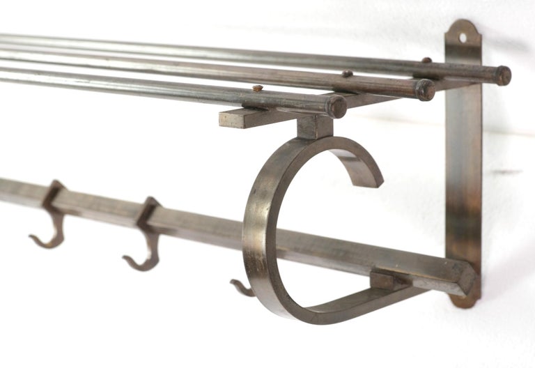 Nickel Plated European Train Rack with Hat Rack and Six Hooks For Sale ...