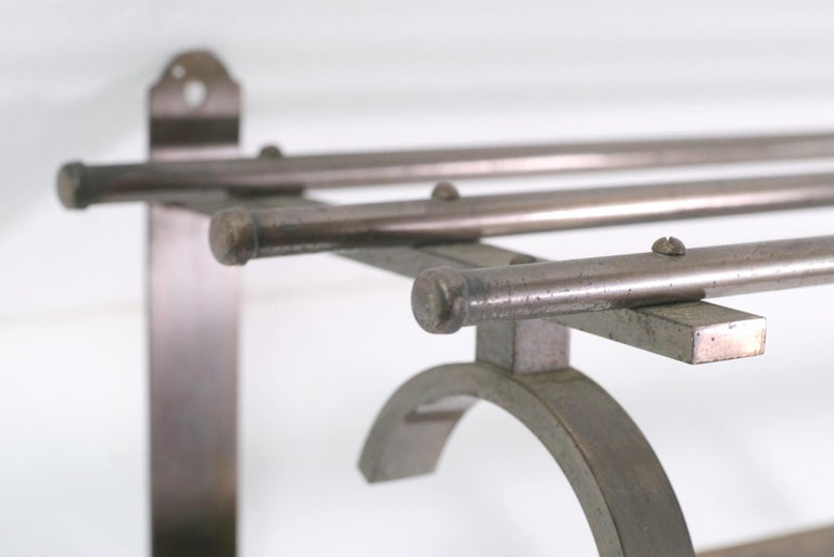 Nickel Plated European Train Rack with Hat Rack and Six Hooks For Sale ...