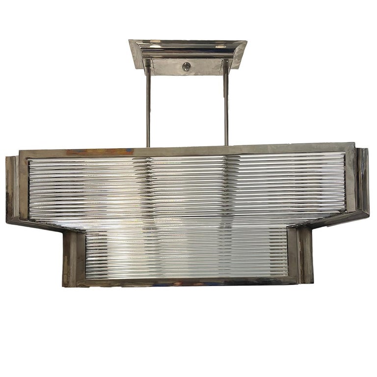 Nickel Plated Glass Rods Light Fixture For Sale at 1stDibs