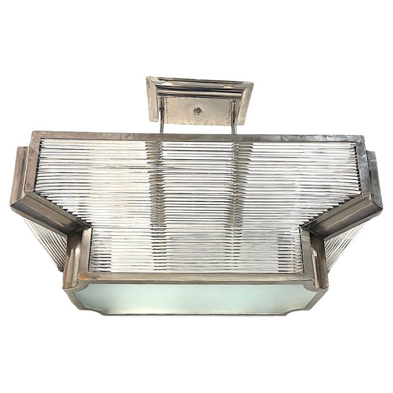 Nickel Plated Glass Rods Light Fixture For Sale at 1stDibs