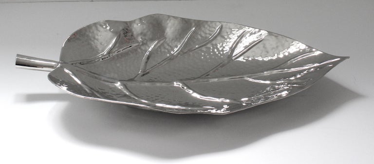 Nickel Plated Leaf Form Serving Tray by Iconic Snob Galeries For Sale ...