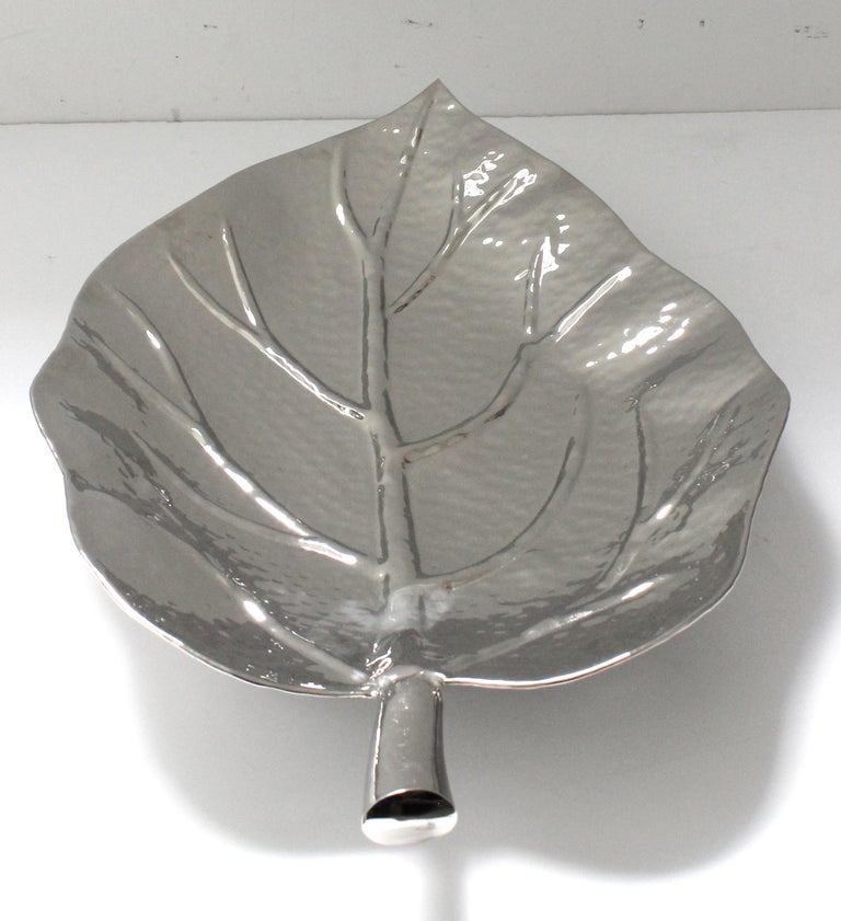 Nickel Plated Leaf Form Serving Tray by Iconic Snob Galeries For Sale ...