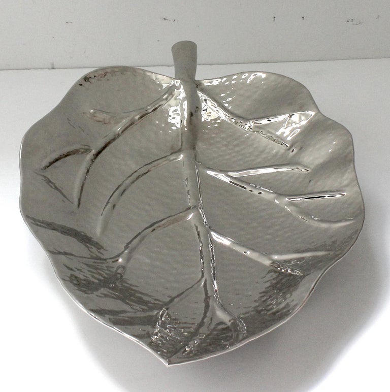 Nickel Plated Leaf Form Serving Tray by Iconic Snob Galeries For Sale ...
