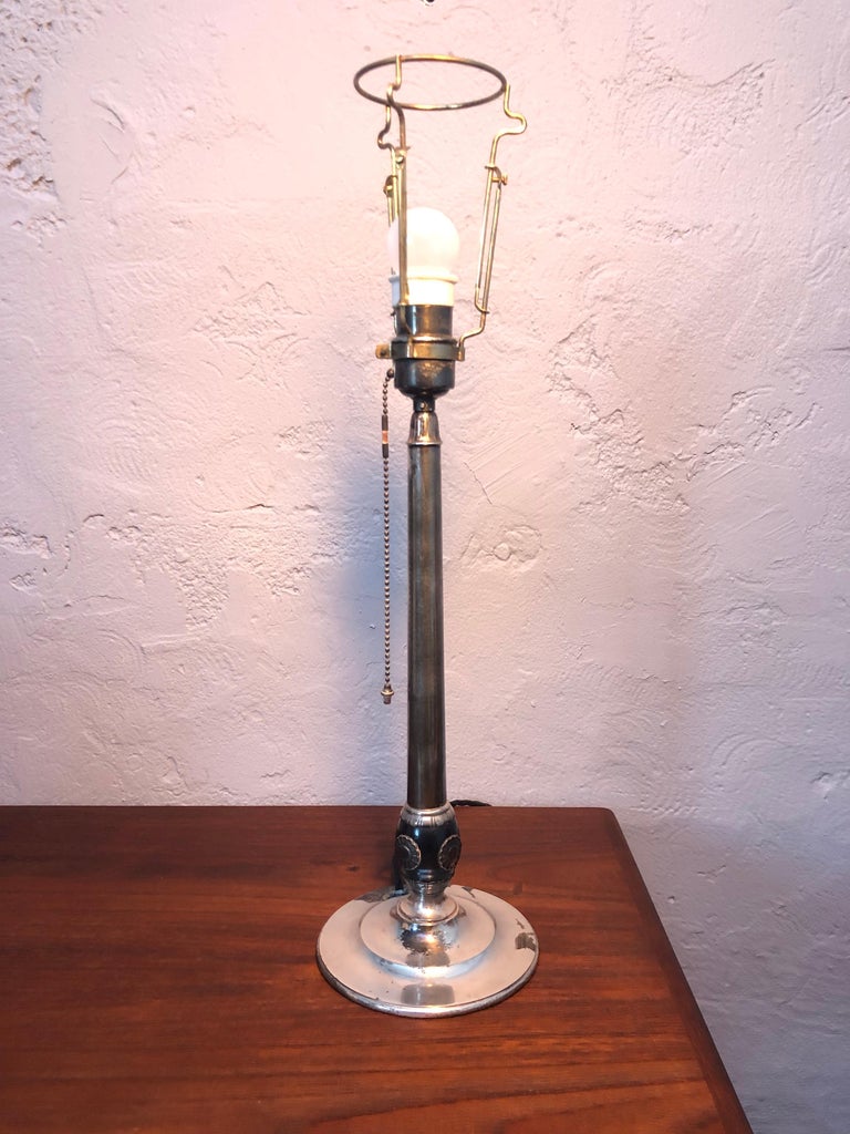 Nickel Plated Silver Art Deco Table Lamp from the 1930s For Sale at 1stDibs