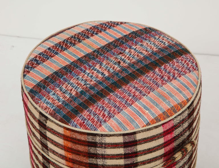 Nickey Kehoe Collection Small Round Hassock in Vintage Plaid Fabric at ...