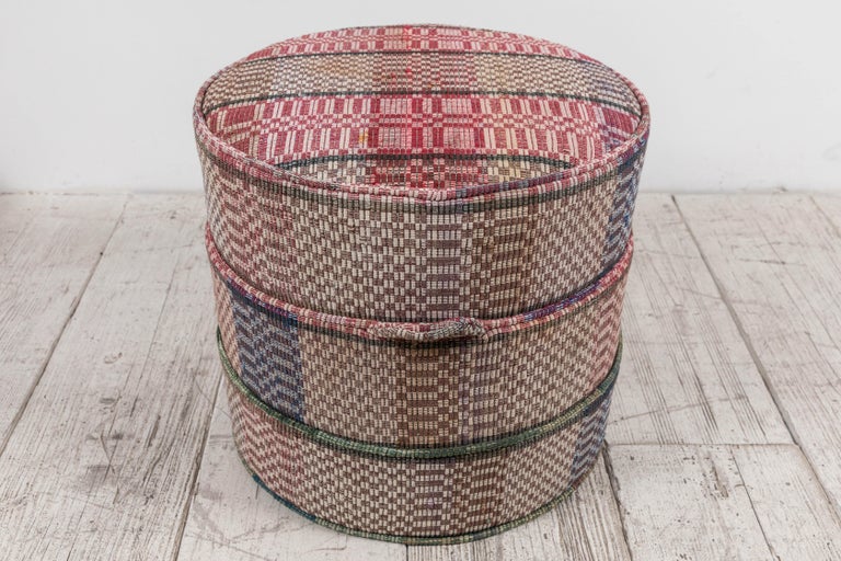 Nickey Kehoe Collection Small Round Hassock Upholstered in Vintage ...