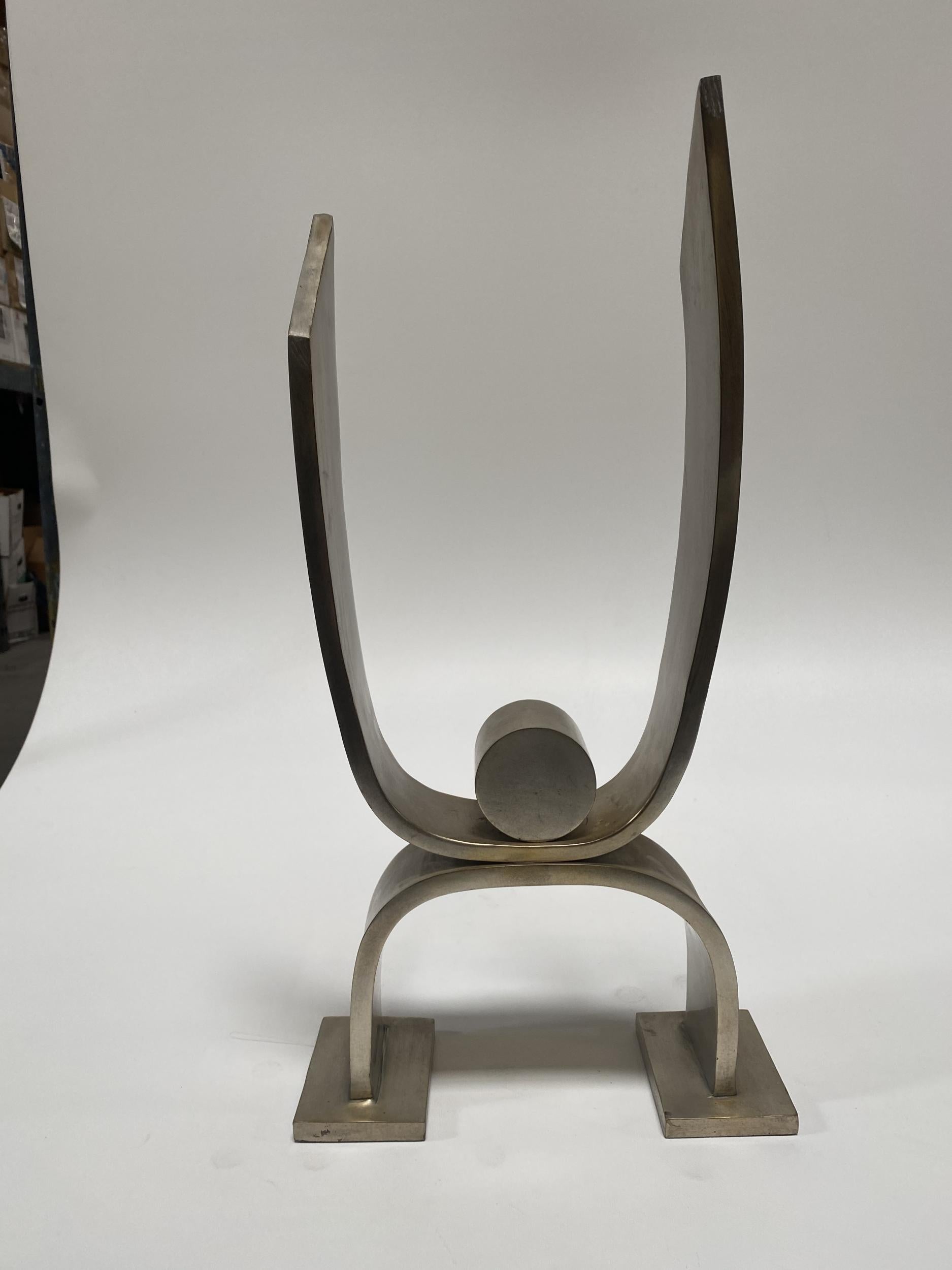 Nickle Plated Bronze Fireplace Firedogs / Andirons by Donald Deskey ...