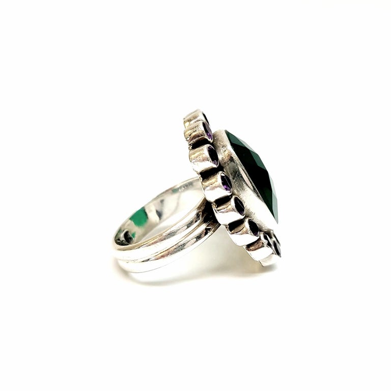 Nicky Butler Sterling Silver Green Chalcedony and Amethyst Ring at 1stDibs