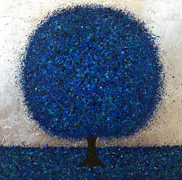 Nicky Chubb - Serene Blue II, original painting, landscape art, tree ...