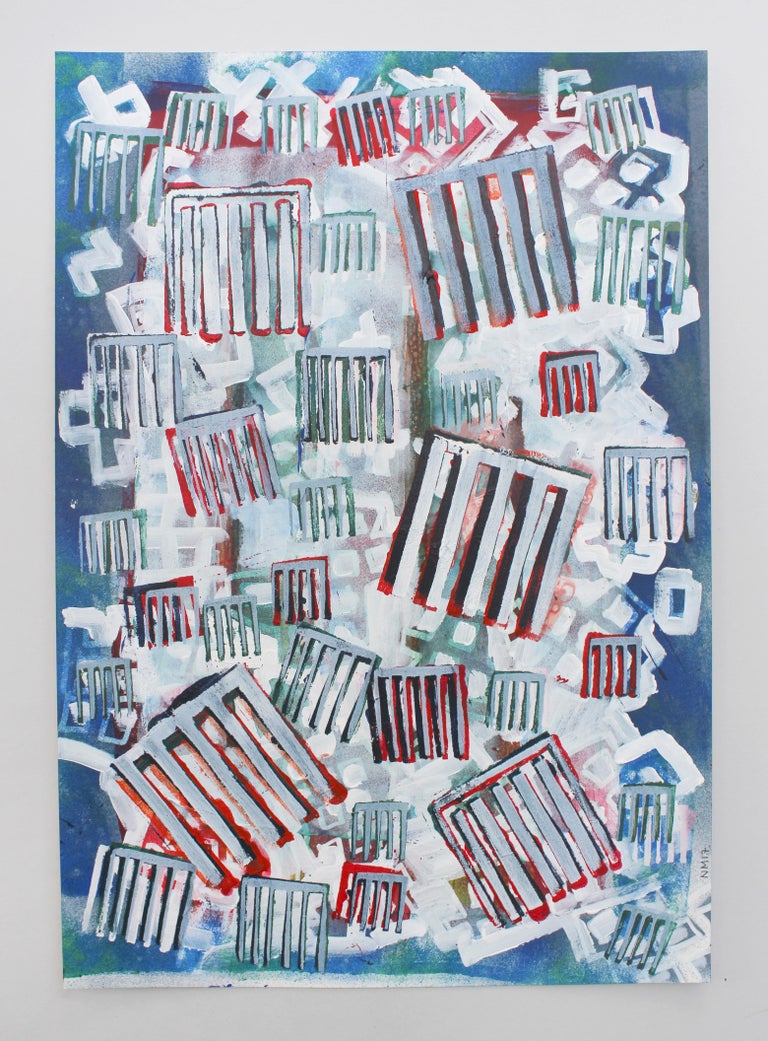 Nicky Marais - Blue Gates 2, Nicky Marais, Ink and acrylic paint on ...