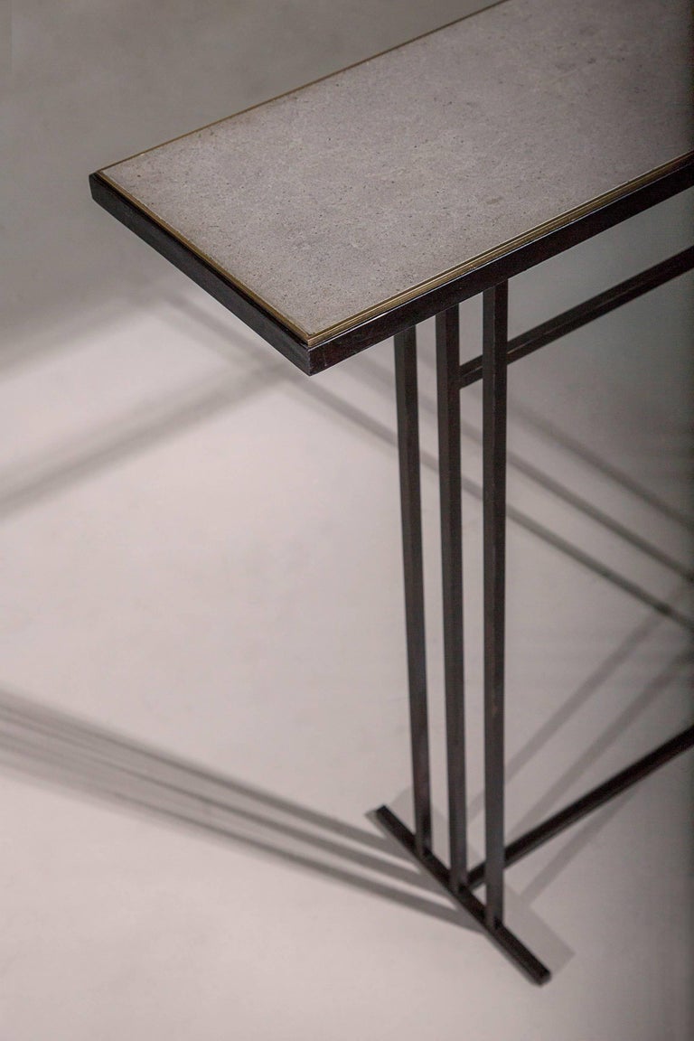 Nico Console Table — Large — Blackened Steel Frame — Honed Cumbrian ...
