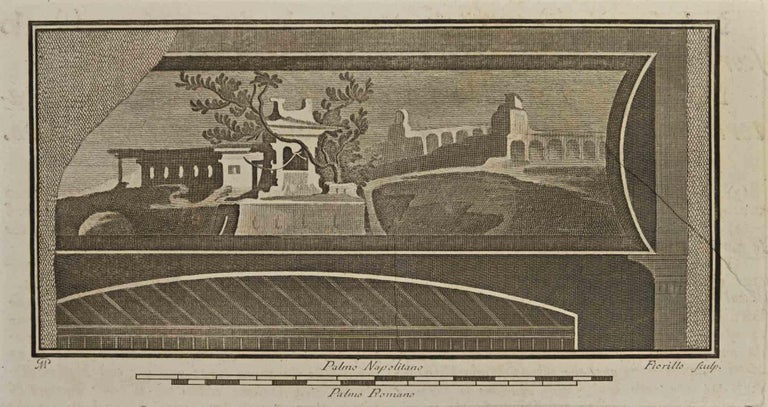 Nicola Fiorillo - Roman Temple Fresco - Etching by Nicola Fiorillo ...