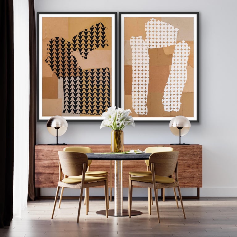 Nicola Grellier - Femmage, Monochromatic Diptych Original Abstract ...