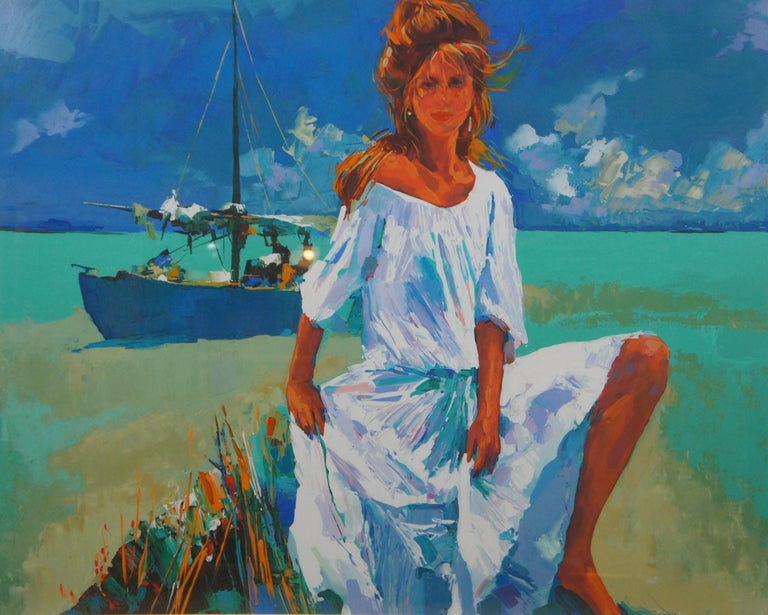 Nicola Simbari "La Belle Aux Maldives" Impressionist Serigraph Seascape ...