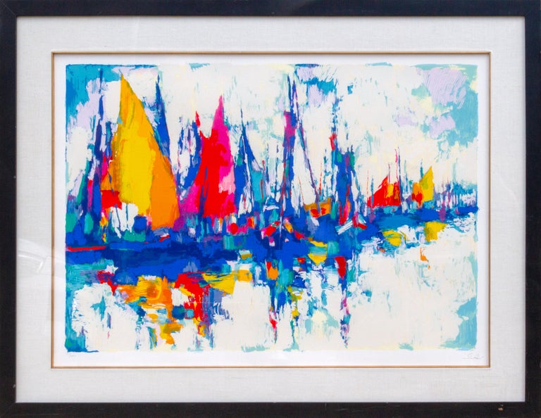 Nicola Simbari - Blue Marina, Large Framed Silkscreen by Simbari at 1stDibs