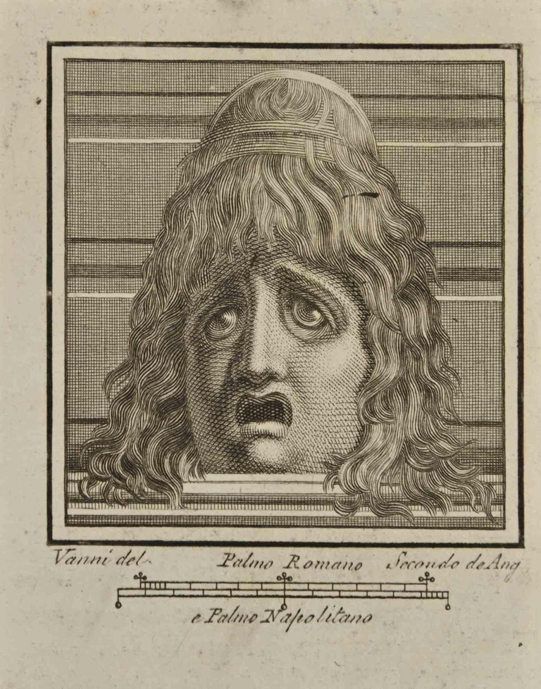 Nicola Vanni - Tragic Mask Pompeian Style - Etching by Nicola Vanni ...